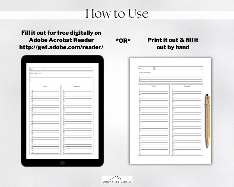 Work-life Balance To-do List Printable Template, To-do List, Daily ...