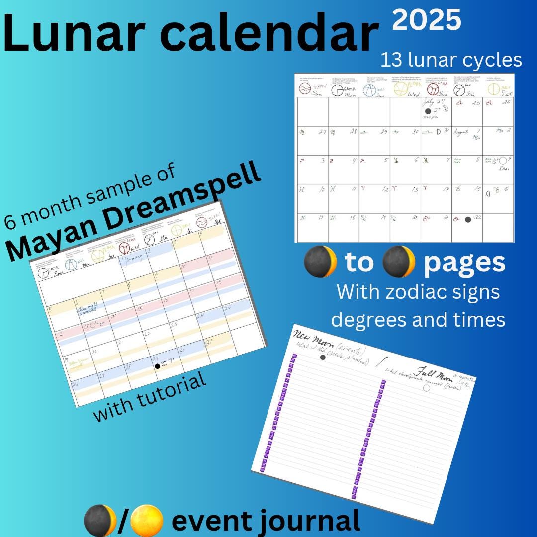2025 Lunar Calendar, Moon Phases, Mayan Dreamspell, Eclipses ...