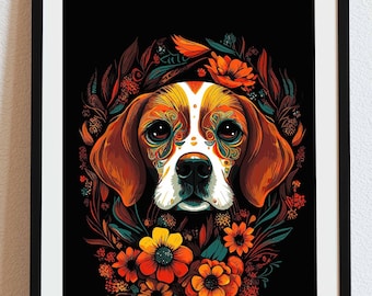 Beagle Sugar Skull - Etsy