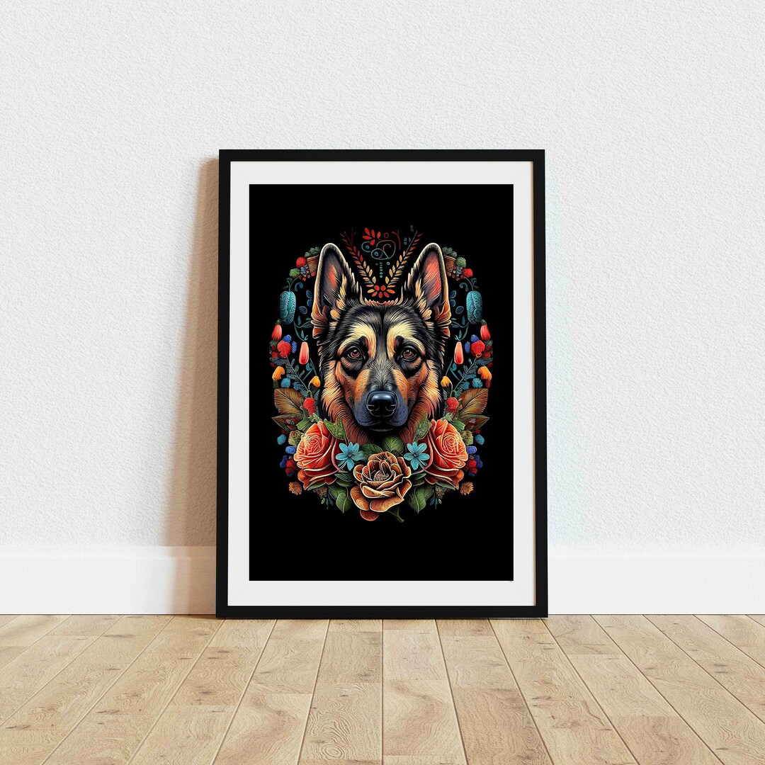 German Shepherd 02- Dia De Los Muertos, Dog Portrait, DIGITAL DOWNLOAD ...