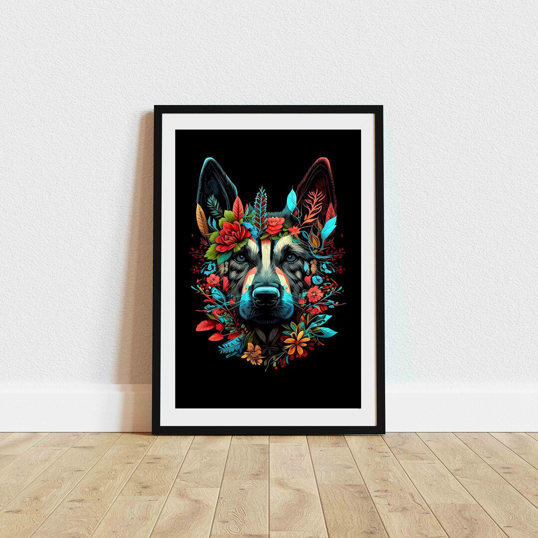 German Shepherd 01- Dia De Los Muertos, Dog Portrait, DIGITAL DOWNLOAD ...