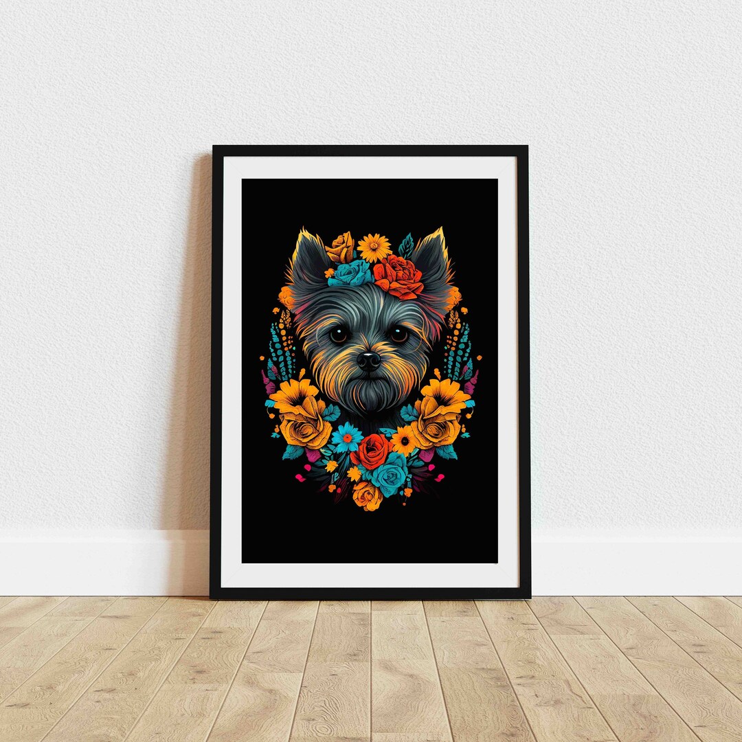 Yorkie 03 - DIGITAL DOWNLOAD, Dia De Los Muertos, Dog Portrait, Day of ...