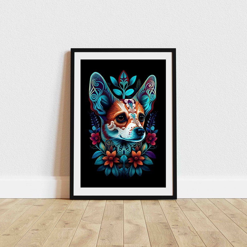 Corgi 02- Hi-res DIGITAL DOWNLOAD, Dia De Los Muertos, Dog Portrait ...