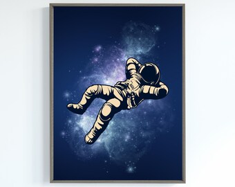 Astronaut Chilling in Space, Digital Art Print - Etsy