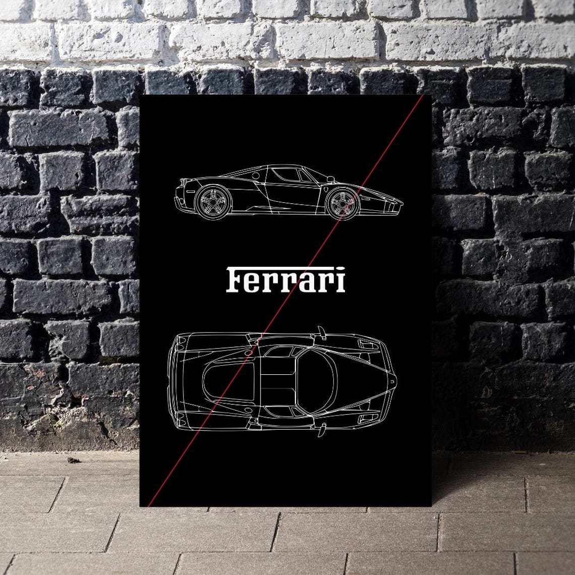 Ferrari Line Art | Minimalist Car Poster | Automotive Wall Art ...
