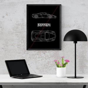 Ferrari Line Art | Minimalist Car Poster | Automotive Wall Art ...