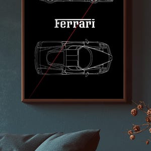 Ferrari Line Art | Minimalist Car Poster | Automotive Wall Art ...
