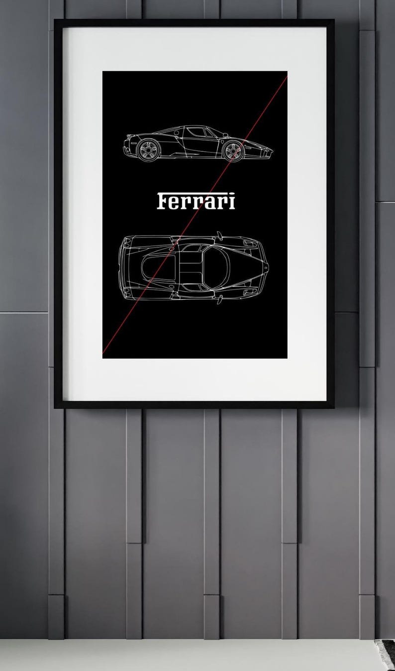 Ferrari Line Art | Minimalist Car Poster | Automotive Wall Art ...