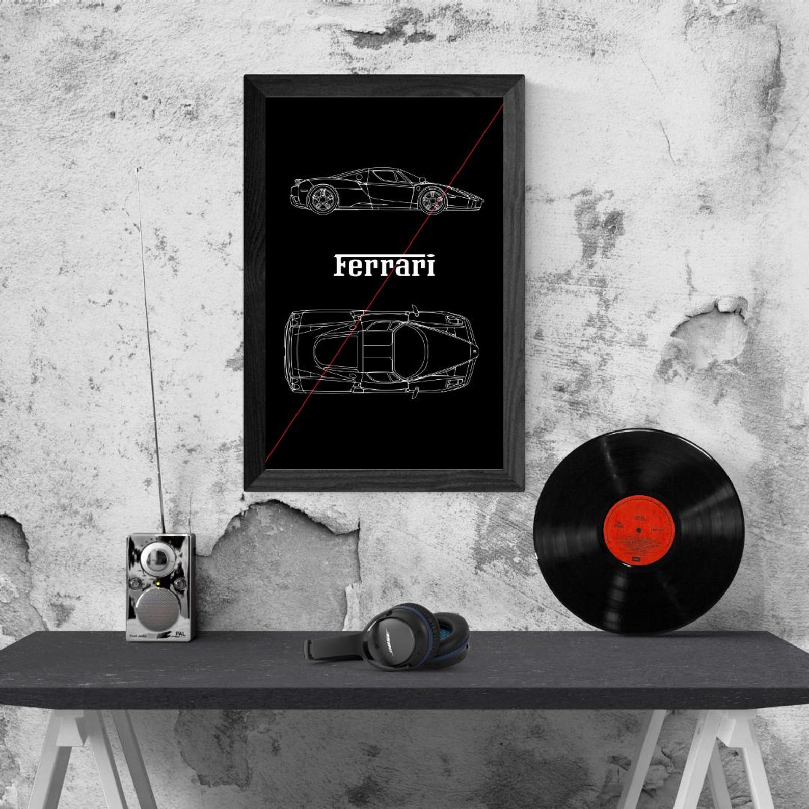 Ferrari Line Art | Minimalist Car Poster | Automotive Wall Art ...