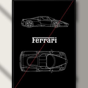 Ferrari Line Art | Minimalist Car Poster | Automotive Wall Art ...