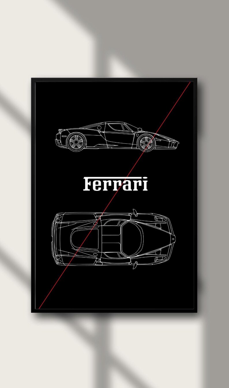 Ferrari Line Art | Minimalist Car Poster | Automotive Wall Art ...