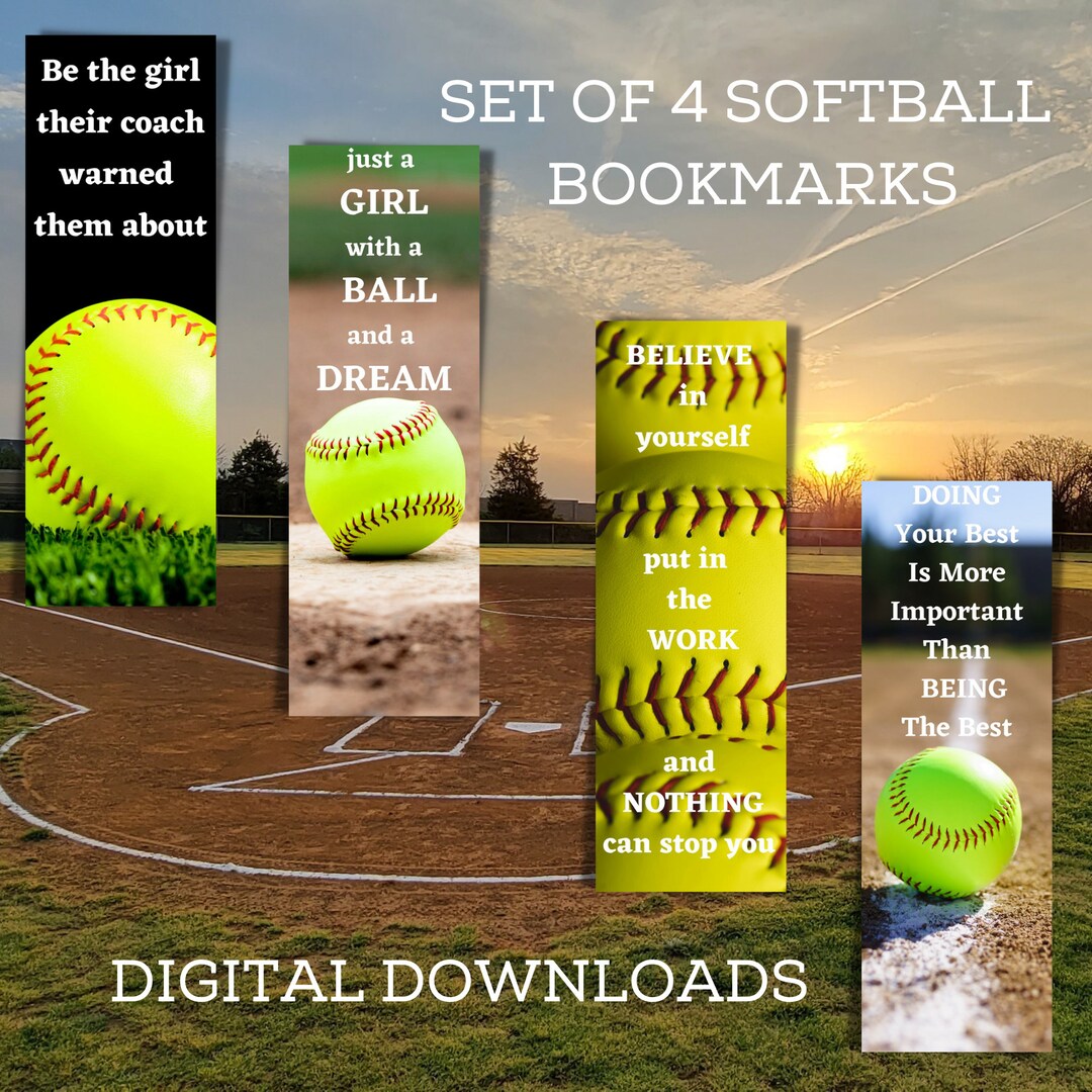 Softball Bookmarks Digital Downloads - Etsy