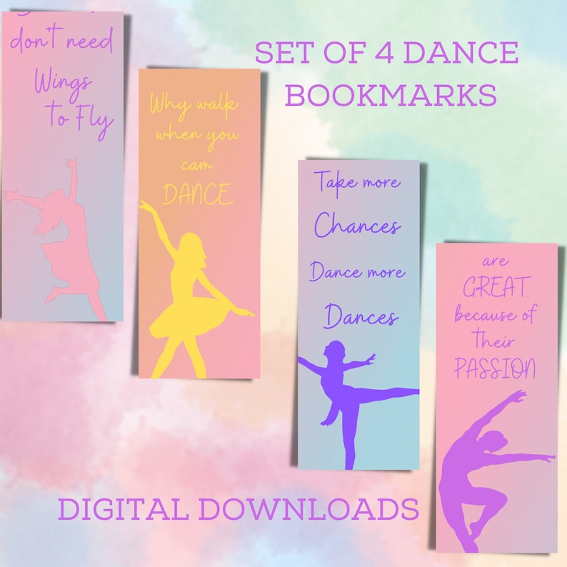 Digital Dance Bookmarks - Etsy