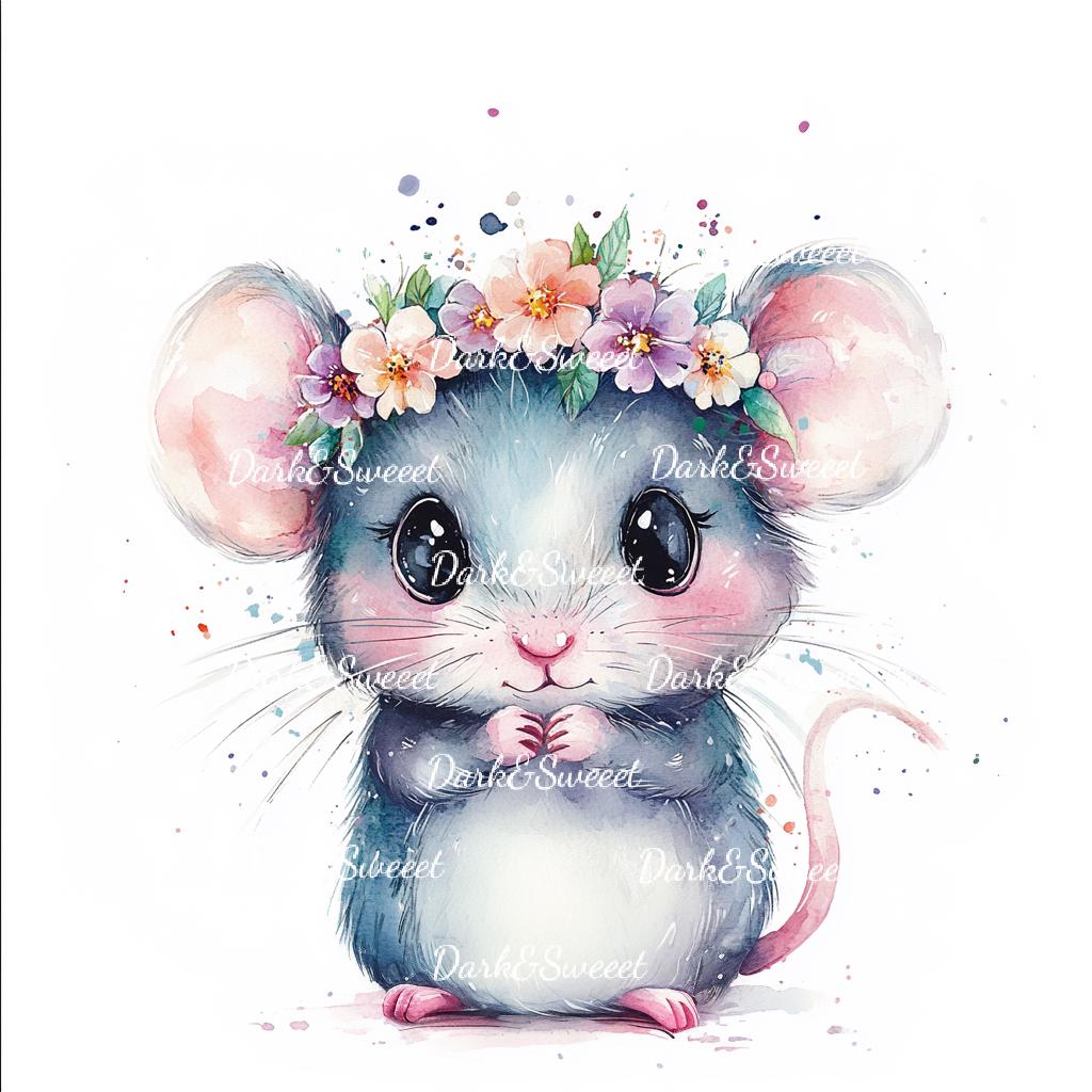 12 Floral Rat Clip Art P2- High Quality PNG - Digital Download ...