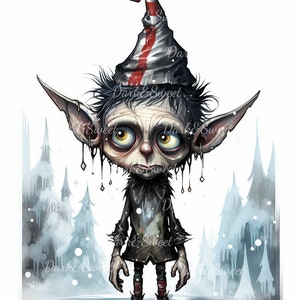 10 Creepy Cute Christmas Elf Clip Art- High Quality Jpgs/ Digital Print ...
