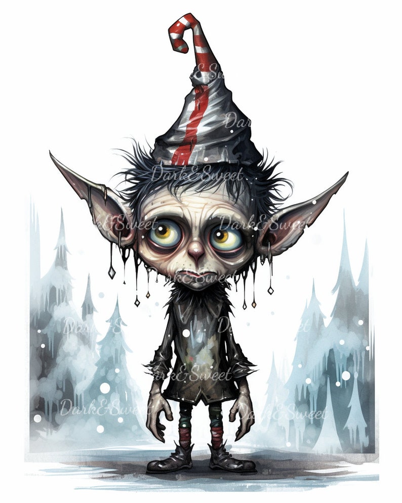 10 Creepy Cute Christmas Elf Clip Art- High Quality Jpgs/ Digital Print ...