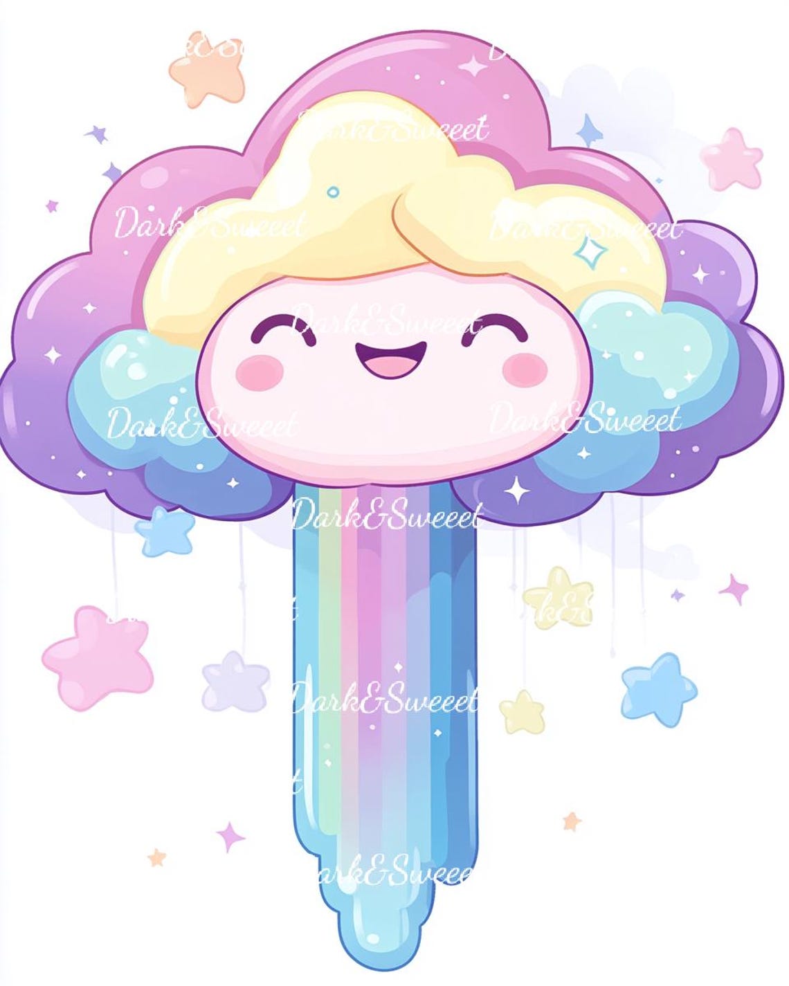 14 Kawaii Pastel Rainbow Clouds Clip Art- High Quality PNG - Poster Making, Sticker Making ...