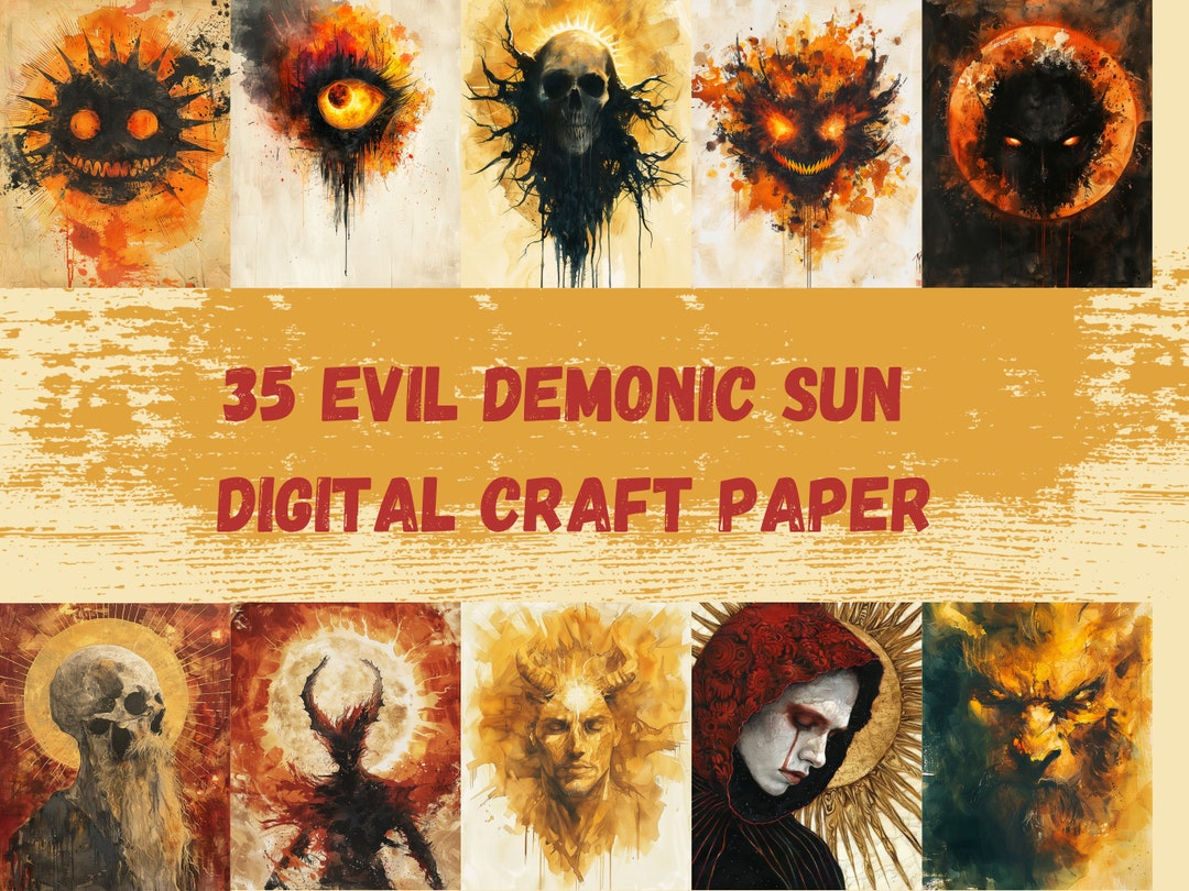 35 Evil Demonic Sun Digital Craft Pages, High Quality, PNG, Junk ...