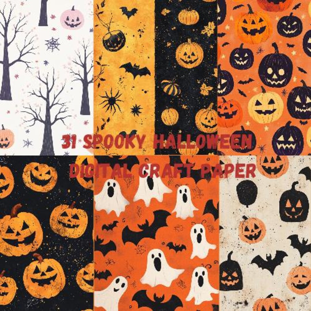 31 Spooky Halloween P7 Digital Craft Pages, High Quality, PNG, Junk ...
