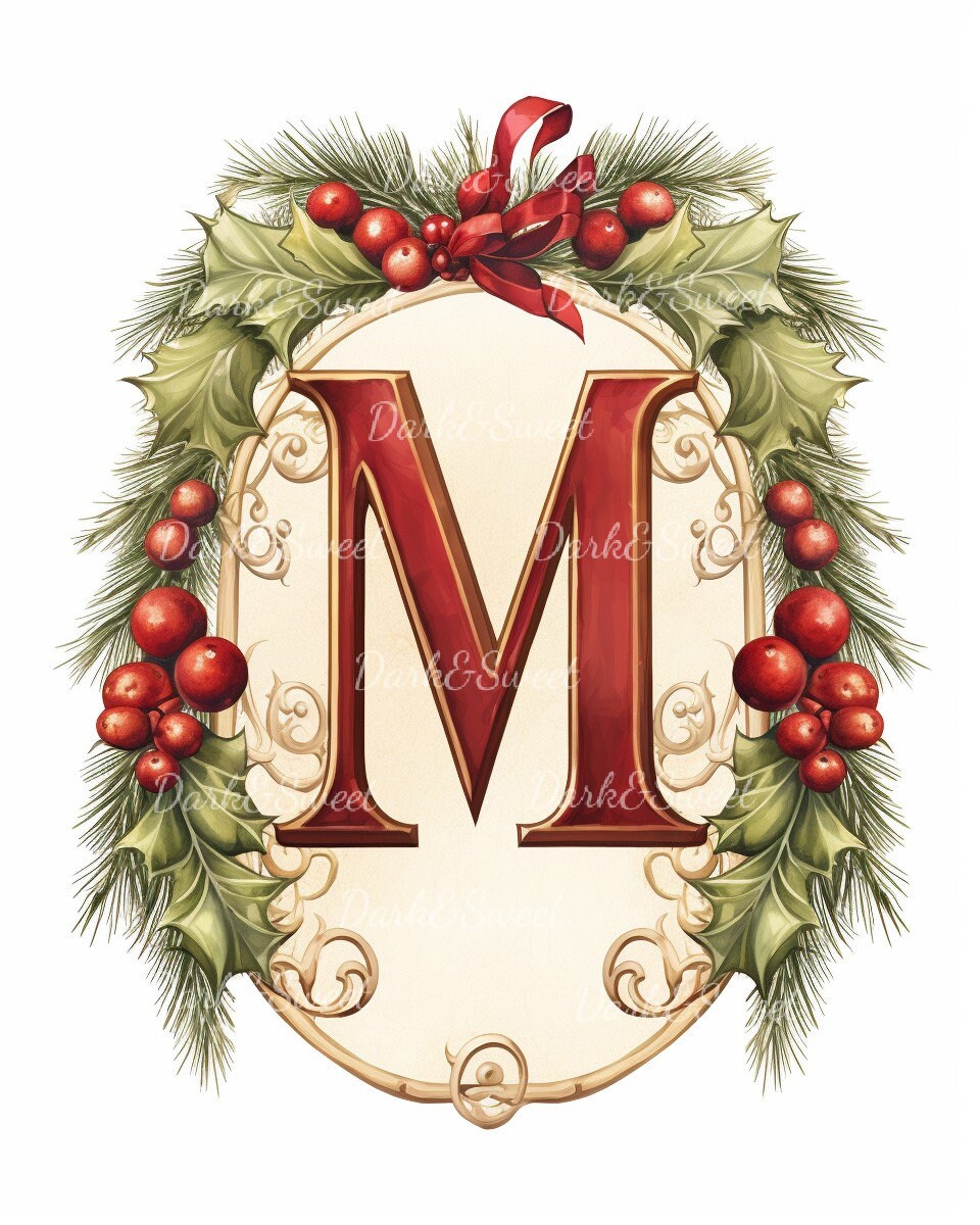 10 Festive Letter M Clip Art- High Quality Jpgs/ Digital Print/ Digital ...