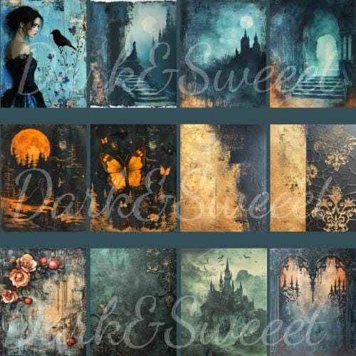 32 Gothic Cinderella Scrapbook Paper Bundle P2 - Dark Fairytale ...