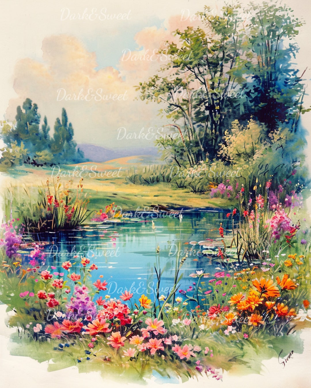 10 Vintage Flower Meadow Clip Art- High Quality PNG/ Digital Print ...