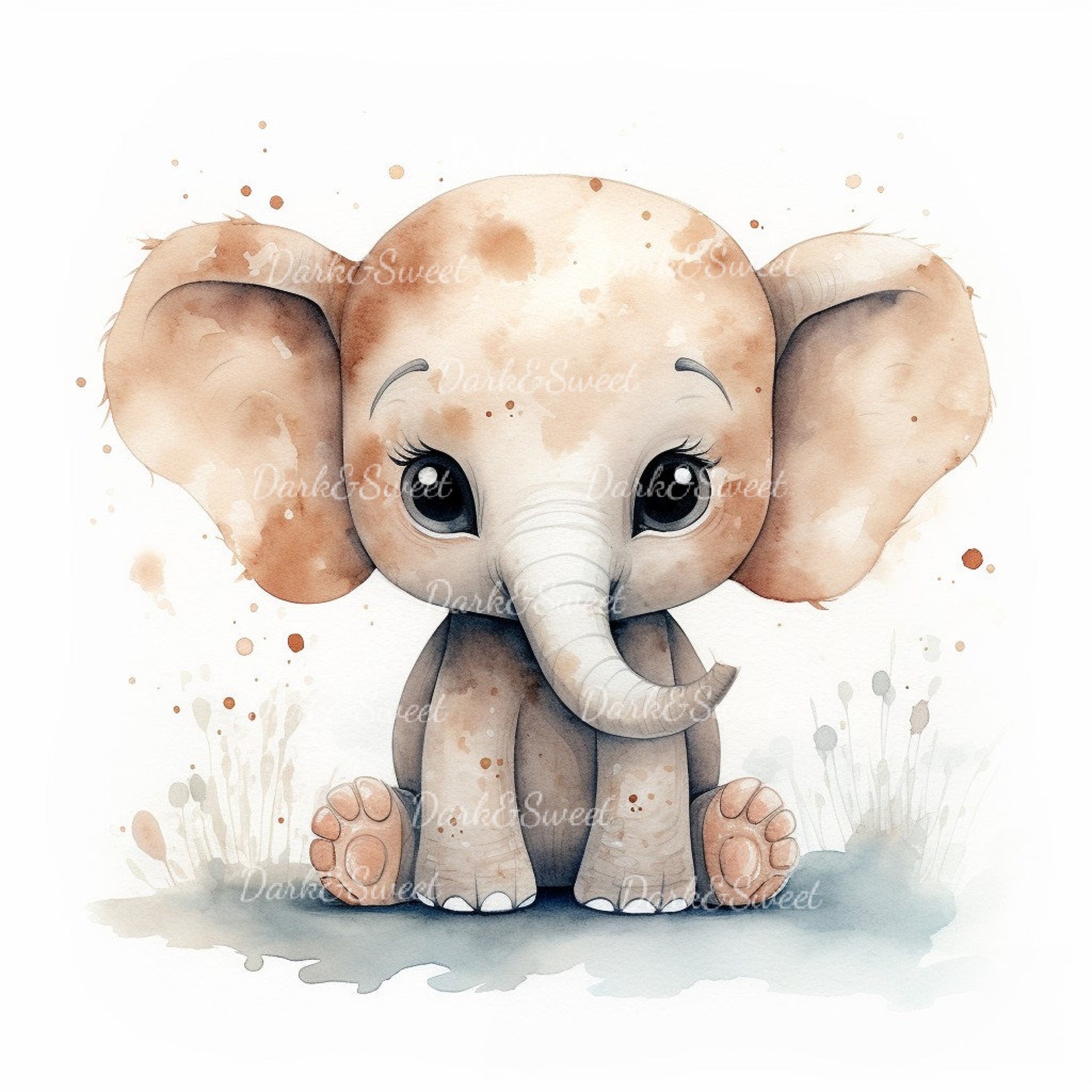 10 Baby Elephant Clip Art- High Quality Jpgs/ Digital Print/ Digital ...