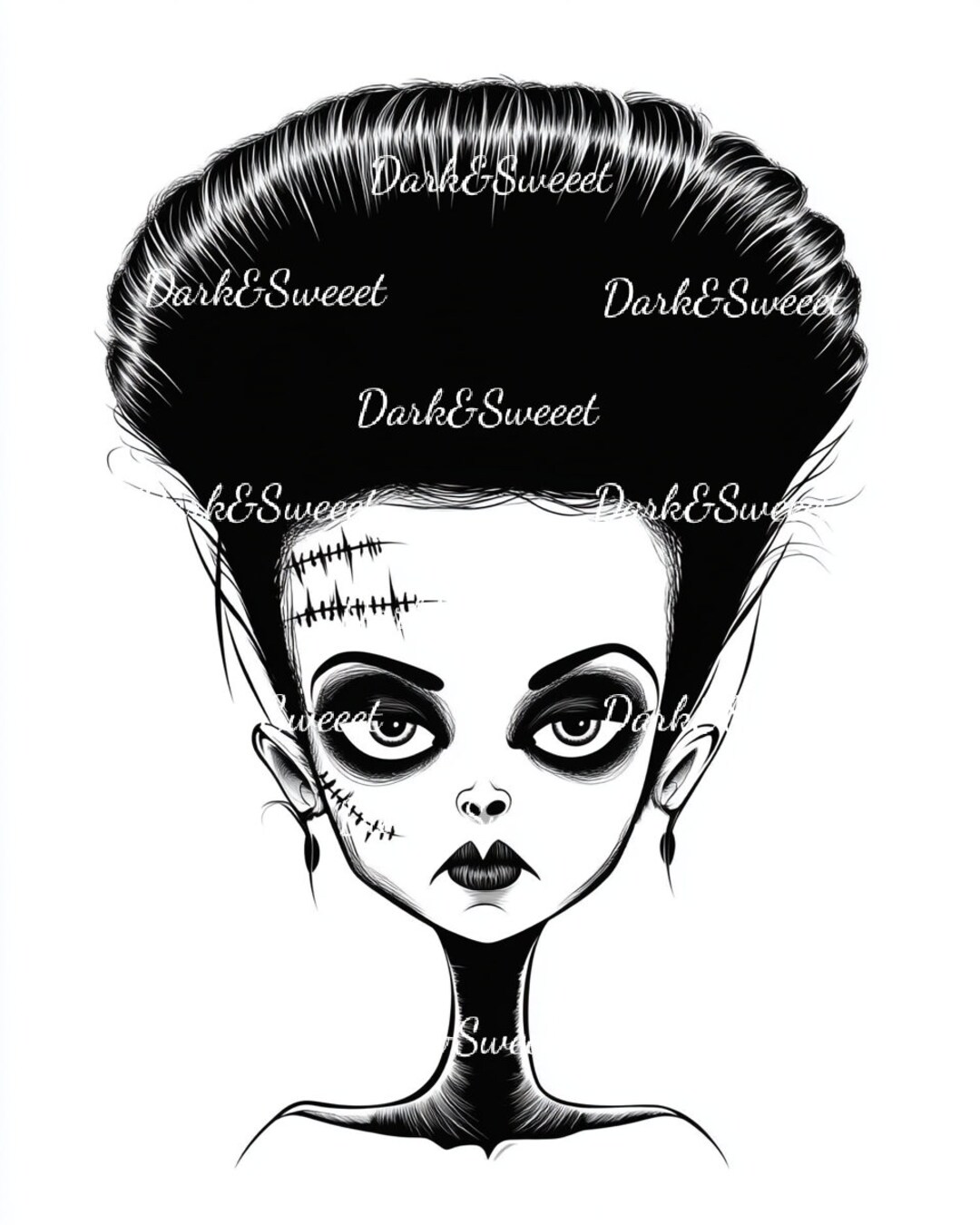 14 Bride of Frankenstein P1 Outline Clip Art/ Halloween/ Frankenstein ...