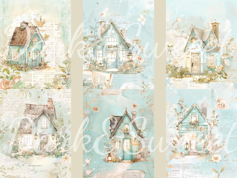 12 Cottagecore Digital Paper Bundle | Vintage Floral Scrapbook Pages ...