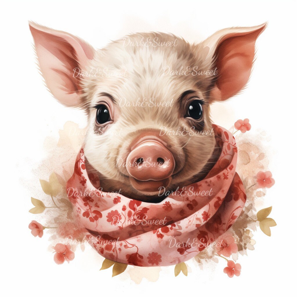 10 Bandana Pig/piglet Clip Art- High Quality PNG/ Digital Print ...