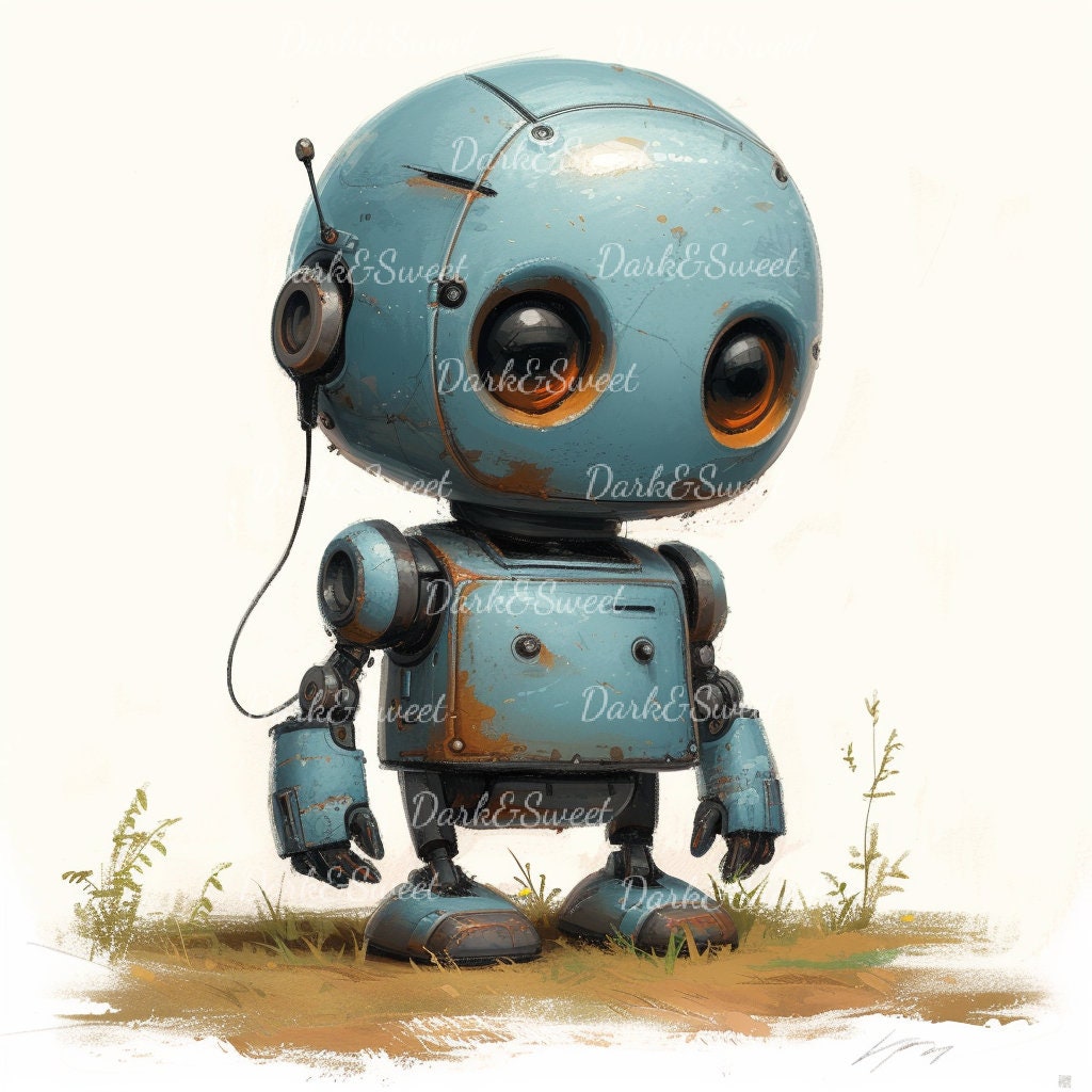 Cute Little Robot Clip Art-10 High Quality PNG/ Digital Print/ Digital ...