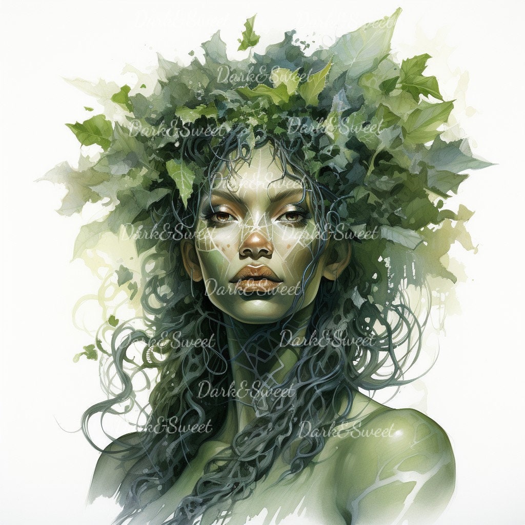 10 Green Leaf Goddess of Nature Clip Art- High Quality Jpgs/ Digital ...