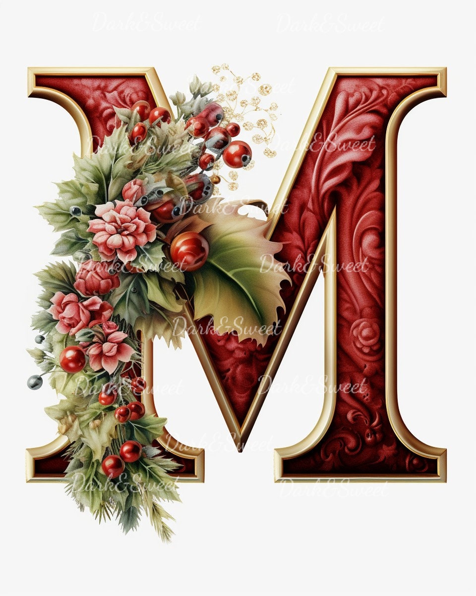 10 Festive Letter M Clip Art- High Quality Jpgs/ Digital Print/ Digital ...