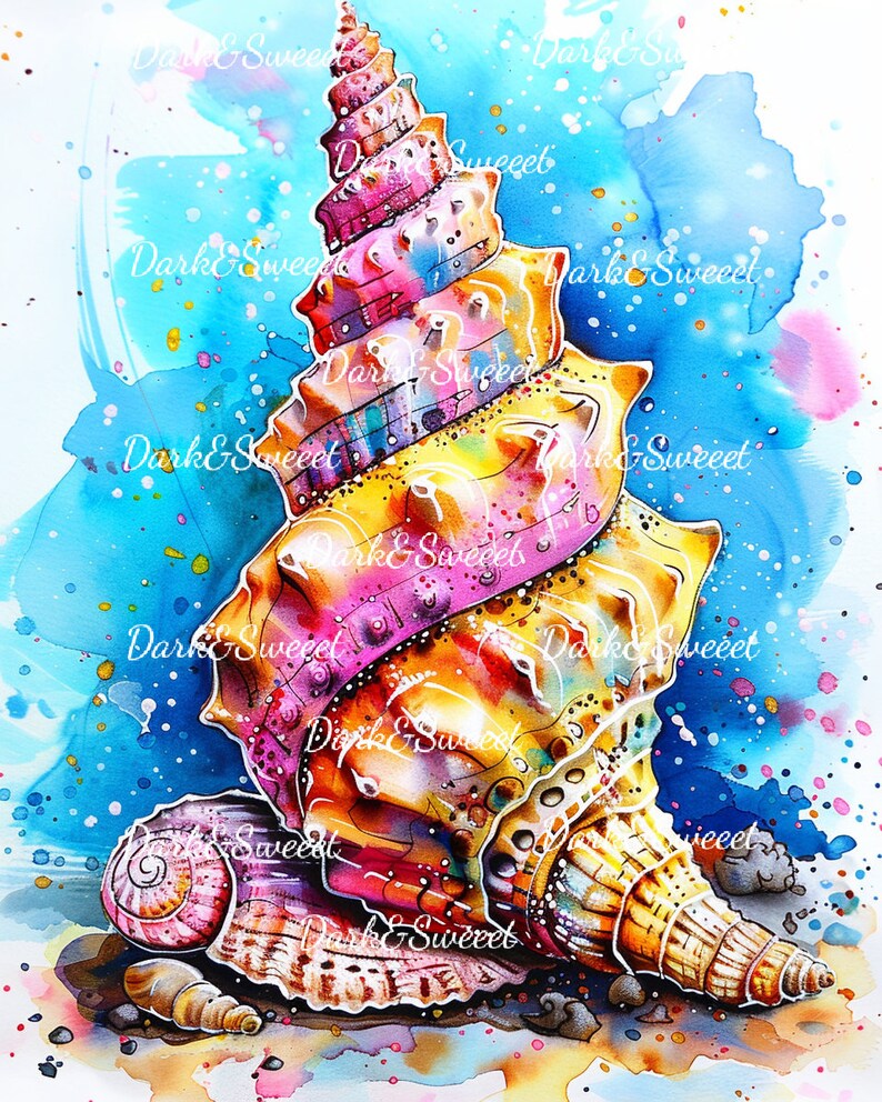 15 Rainbow Watercolor Seashell Clip Art Set | Coastal Beach Digital ...
