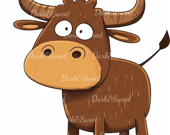 10 Adorable Simple Ox Clip Art- High Quality Pngs/ Digital Print ...