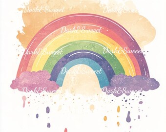 14 Kawaii Pastel Rainbow Clouds Clip Art- High Quality PNG - Poster Making, Sticker Making ...