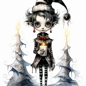 10 Creepy Cute Christmas Elf Clip Art- High Quality Jpgs/ Digital Print ...