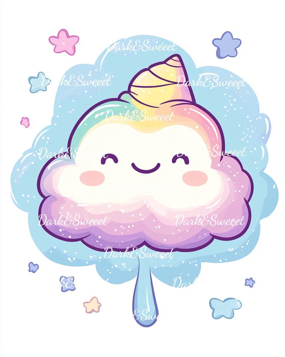 14 Kawaii Pastel Rainbow Clouds Clip Art- High Quality PNG - Poster Making, Sticker Making ...