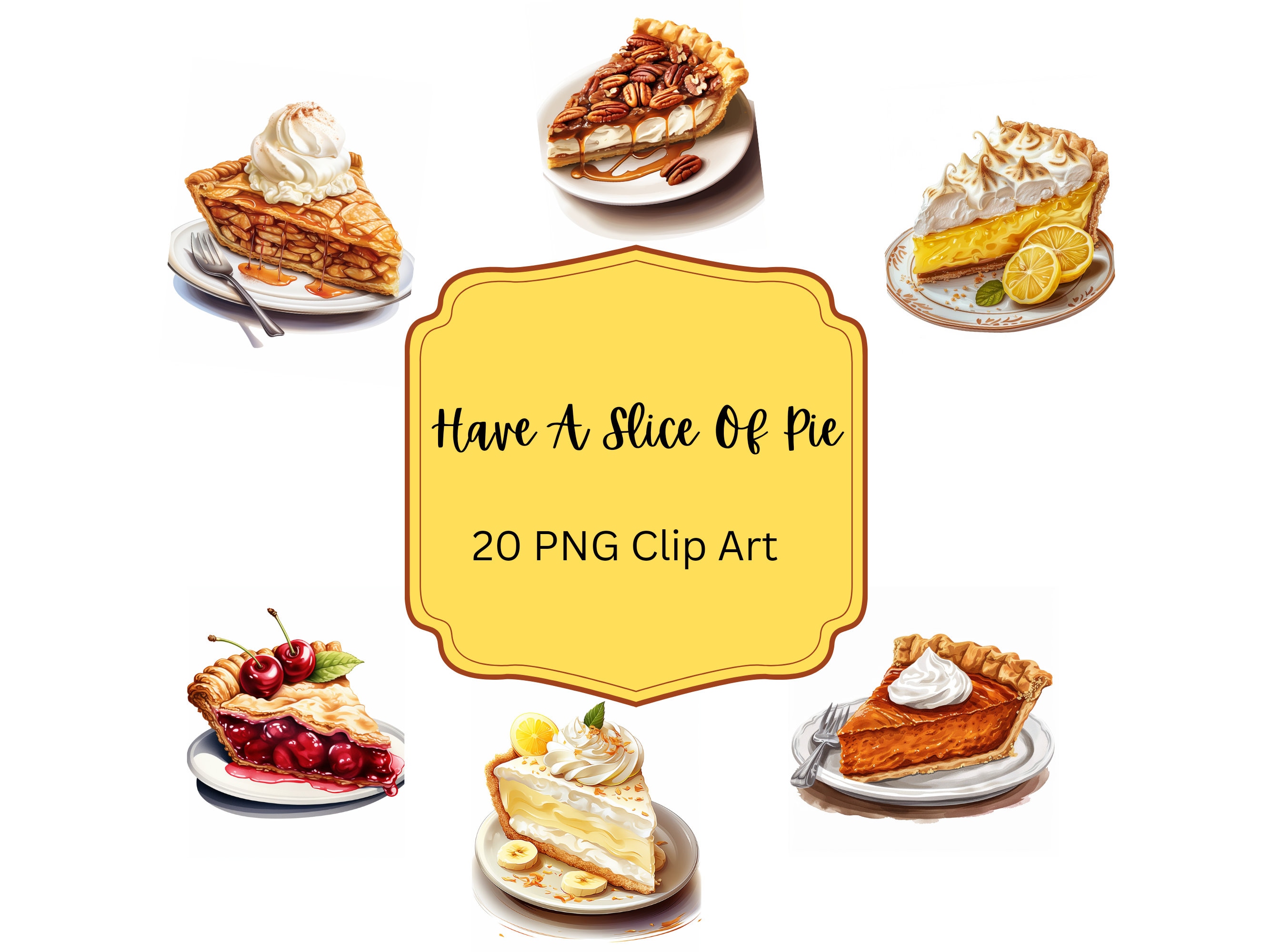 20 A Slice of Pie Clip Art- High Quality PNG/ Digital Print/ Digital ...