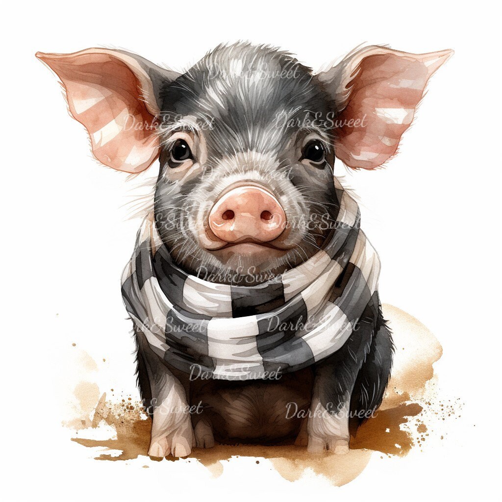 10 Bandana Pig/piglet Clip Art- High Quality PNG/ Digital Print ...