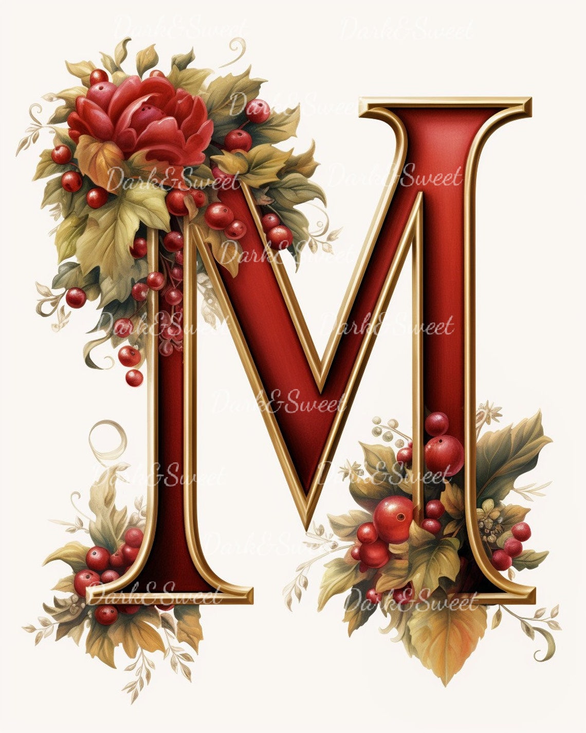 10 Festive Letter M Clip Art- High Quality Jpgs/ Digital Print/ Digital ...
