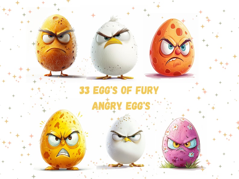 33 Eggs of Fury/angry Eggs Clip Art- High Quality PNG/ Digital Print ...