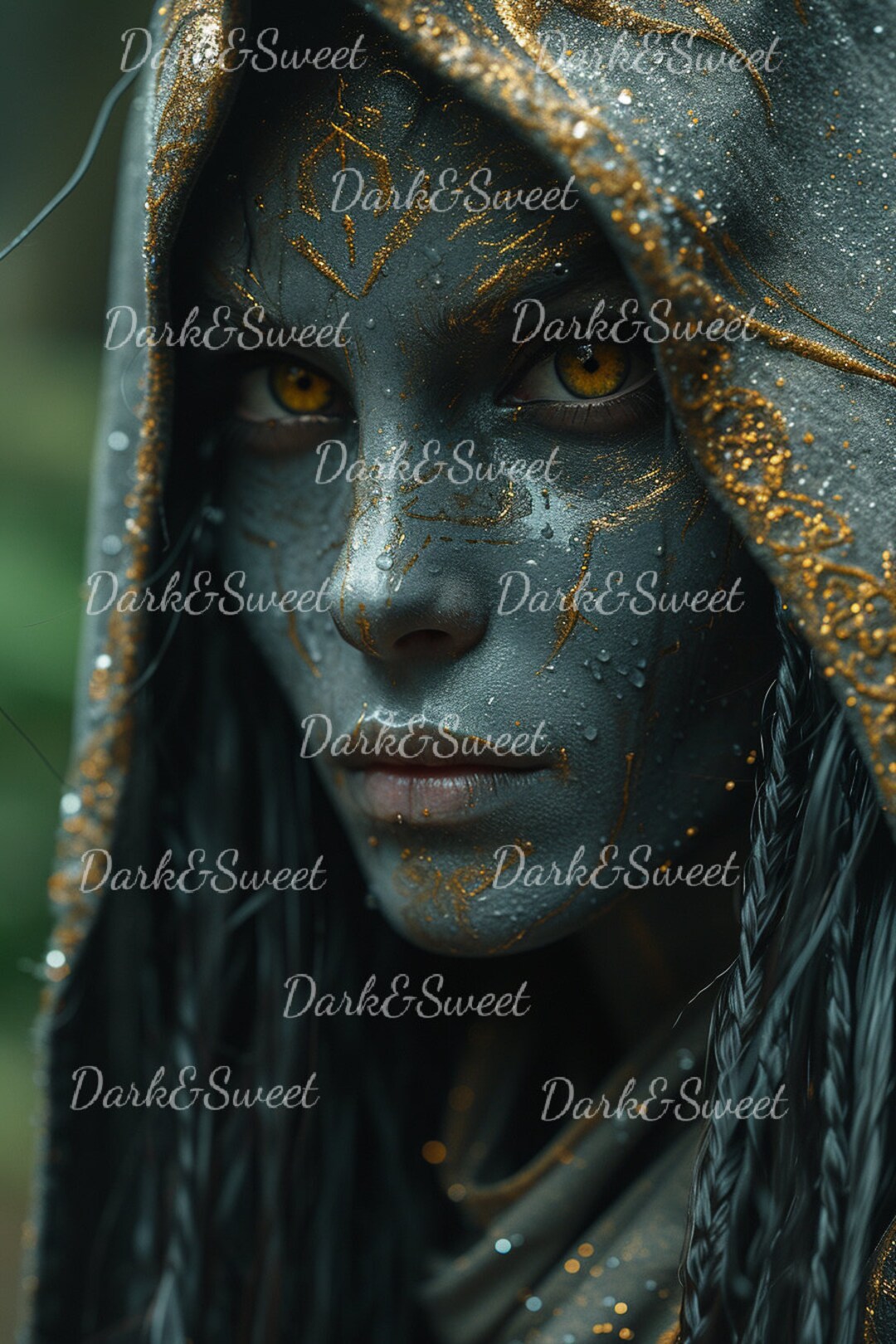 Mystical Sci-fi Alien Woman Art – Cosmic Fantasy Portrait With Golden ...