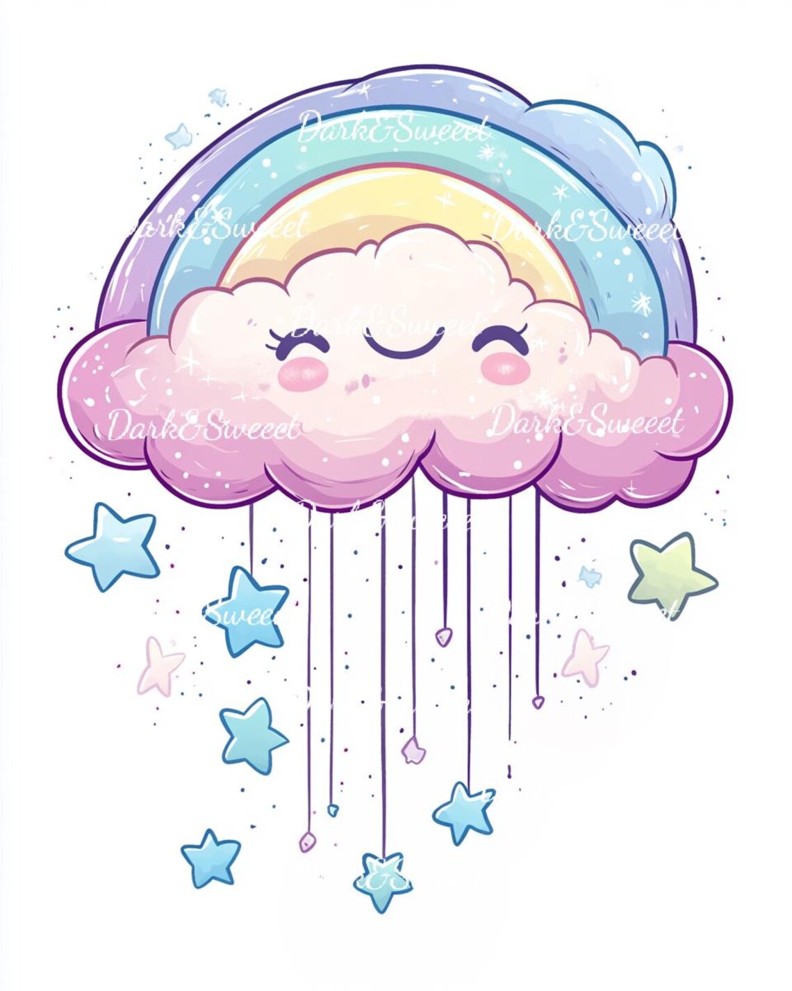 14 Kawaii Pastel Rainbow Clouds Clip Art- High Quality PNG - Poster Making, Sticker Making ...
