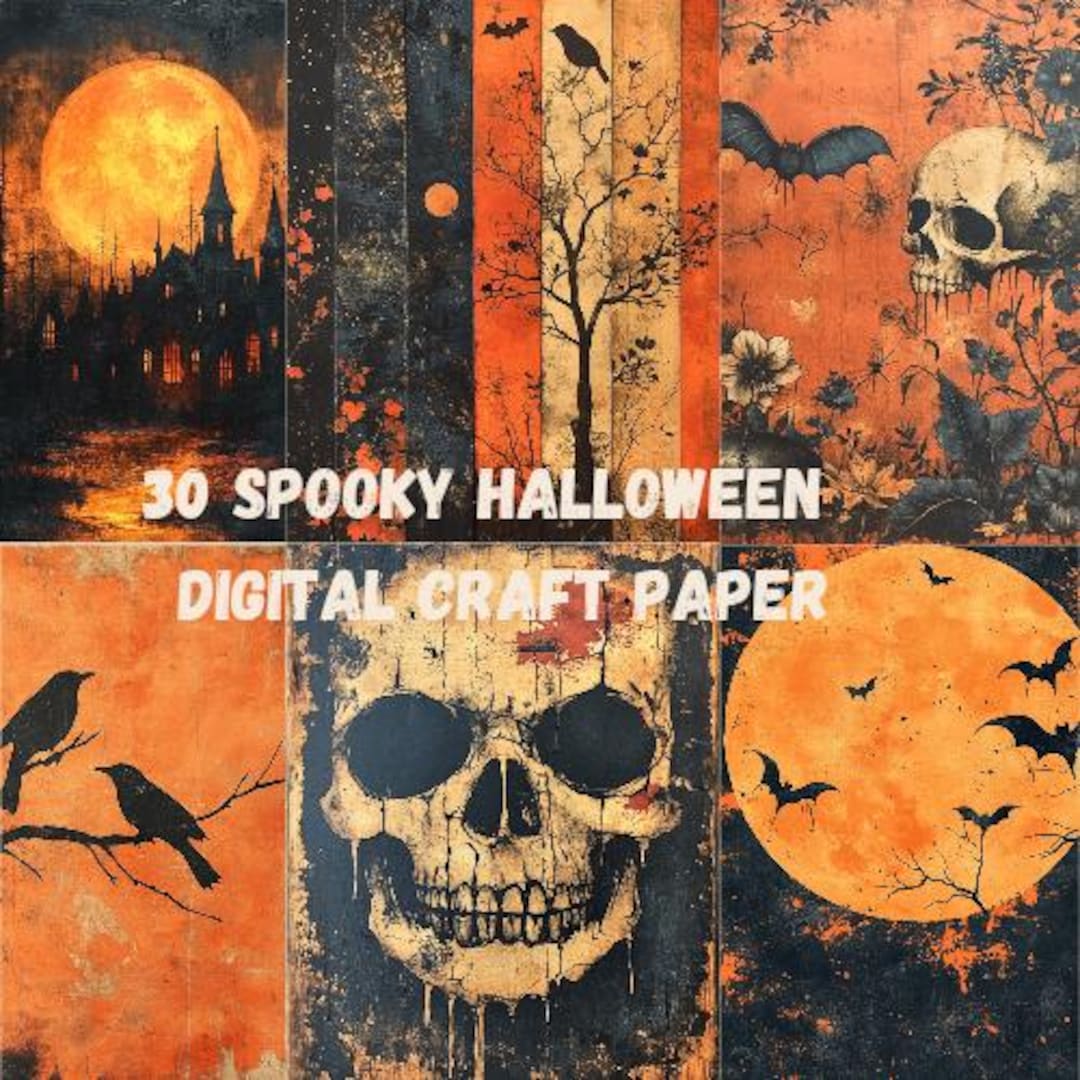 30 Spooky Halloween P9 Digital Craft Pages, High Quality, PNG, Junk ...