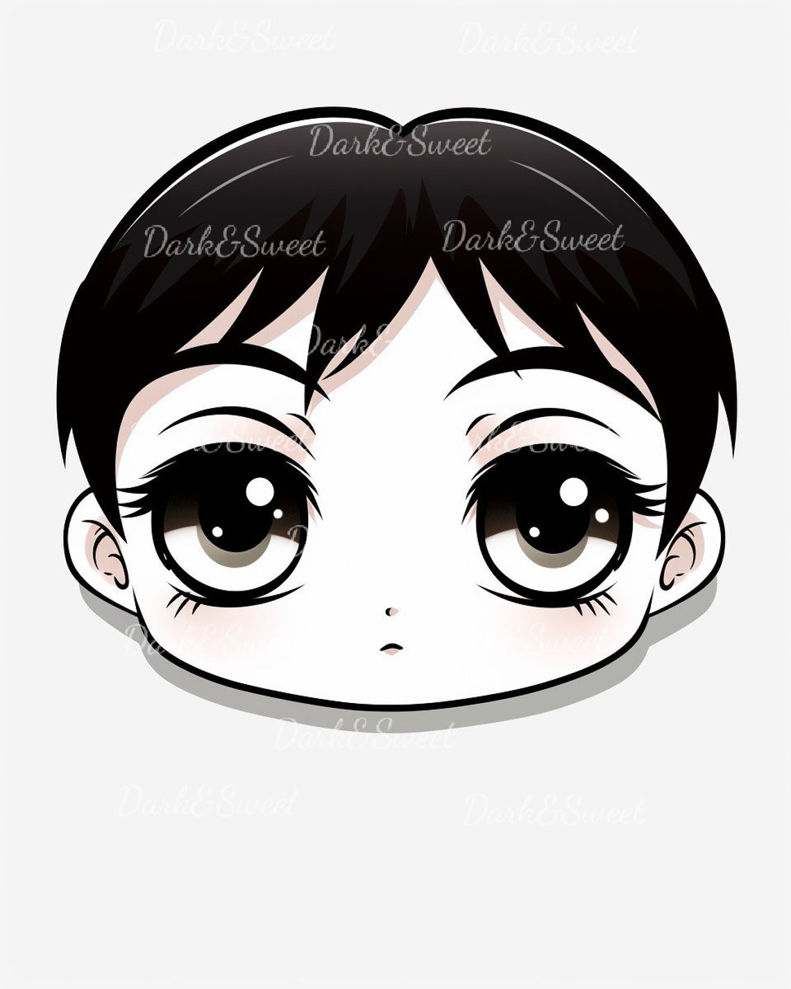 10 Cute Big Eyed Chibi Anime Faces Clip Art- High Quality Jpgs/ Digital ...