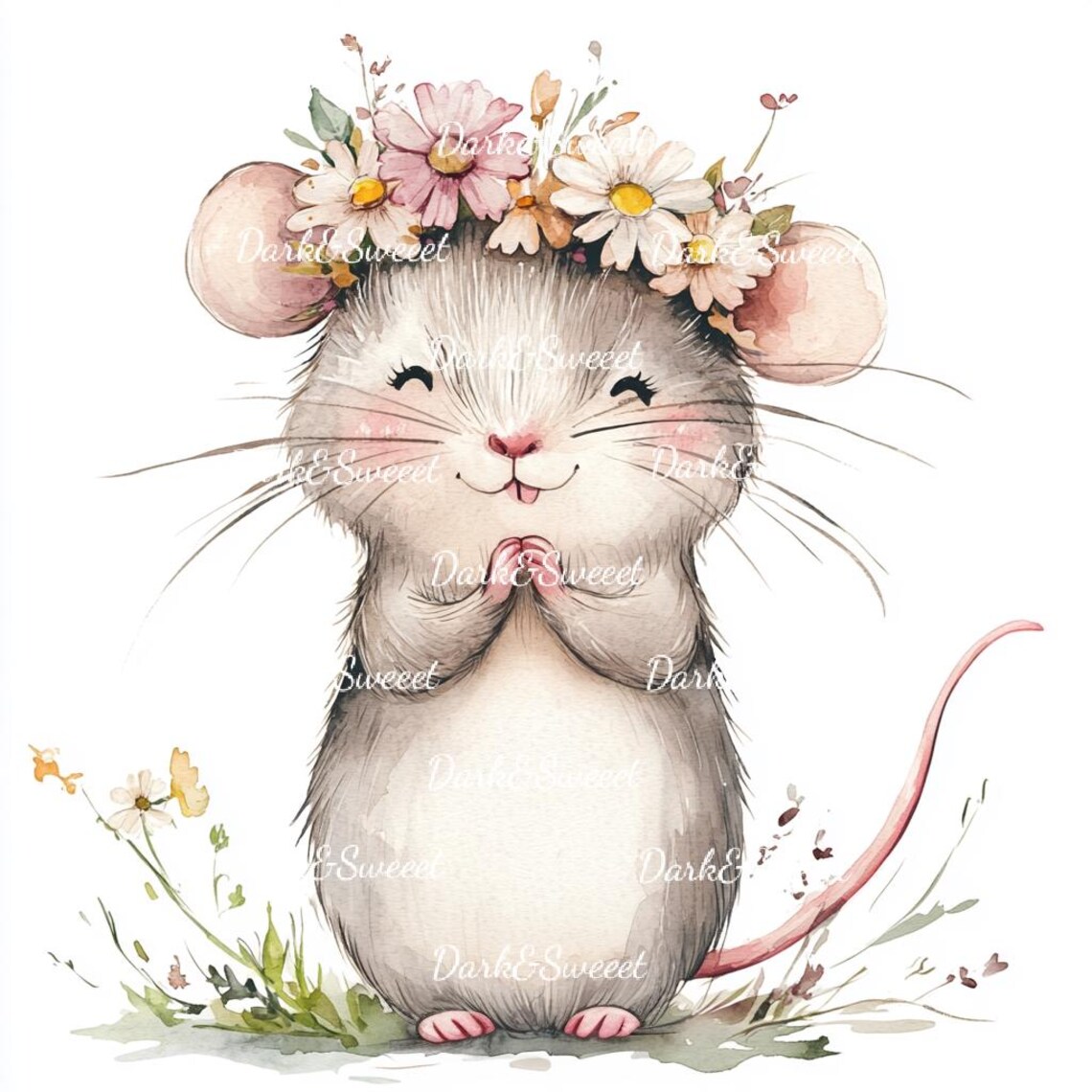 12 Floral Rat Clip Art P1- High Quality PNG - Digital Download ...