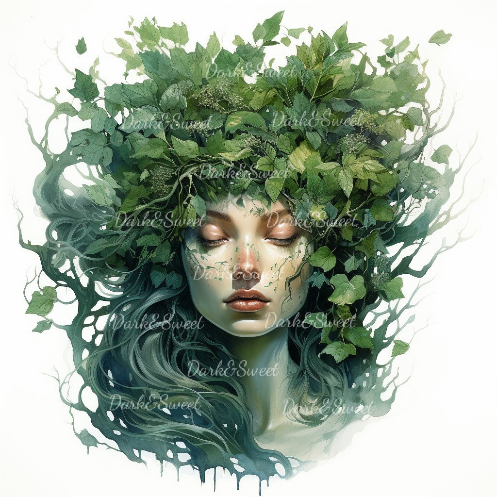 10 Green Leaf Goddess of Nature Clip Art- High Quality Jpgs/ Digital ...