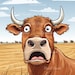 Surprised Cartoon Cow | Funny Farm Animal Art Print | Whimsical Cow ...