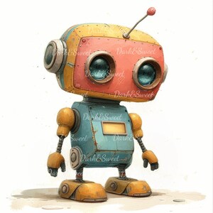 Cute Little Robot Clip Art-10 High Quality PNG/ Digital Print/ Digital ...